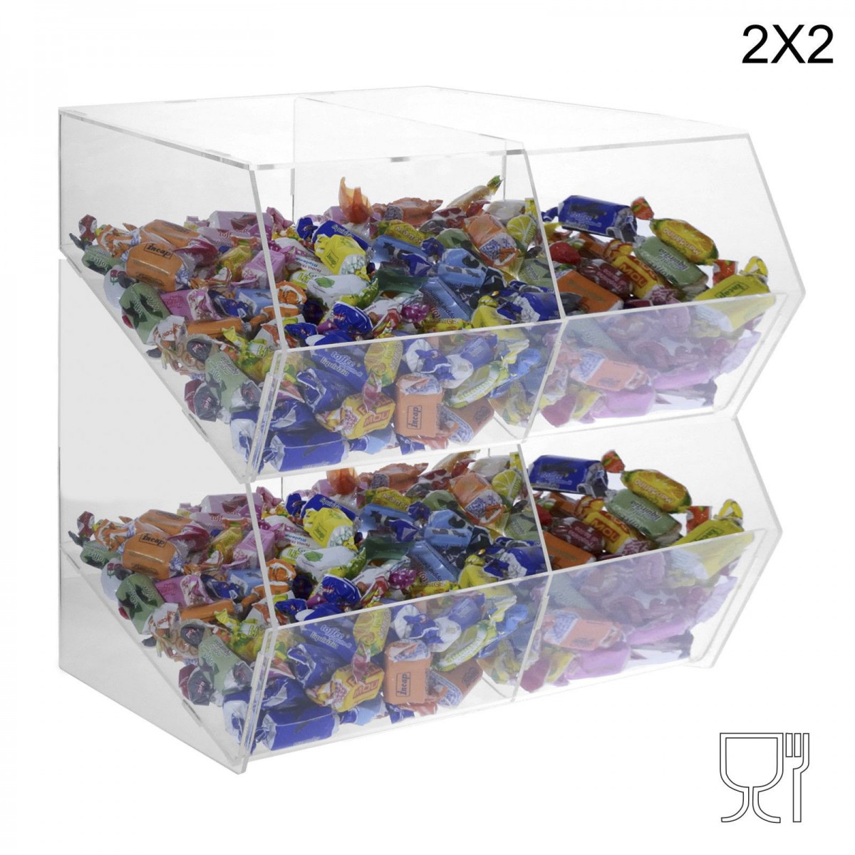 Porta caramelle in plexiglass trasparente SENZA sportello a 4 scomparti ...