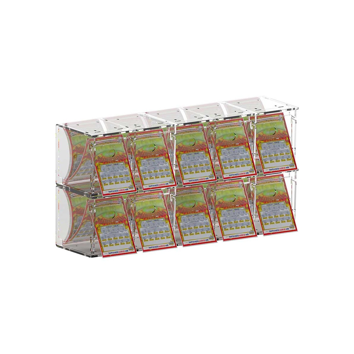 Counter or ceiling scratch card display in transparent plexiglass with ...