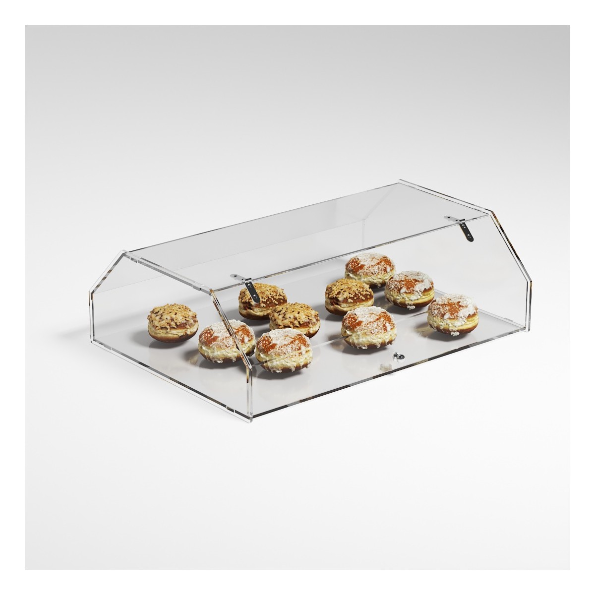 Transparent plexiglass counter display case