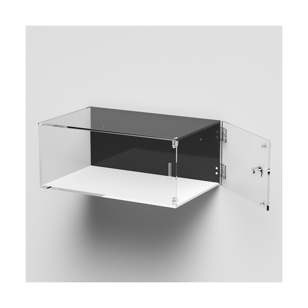 Customizable - Wall mounted plexiglass display case with door and side ...