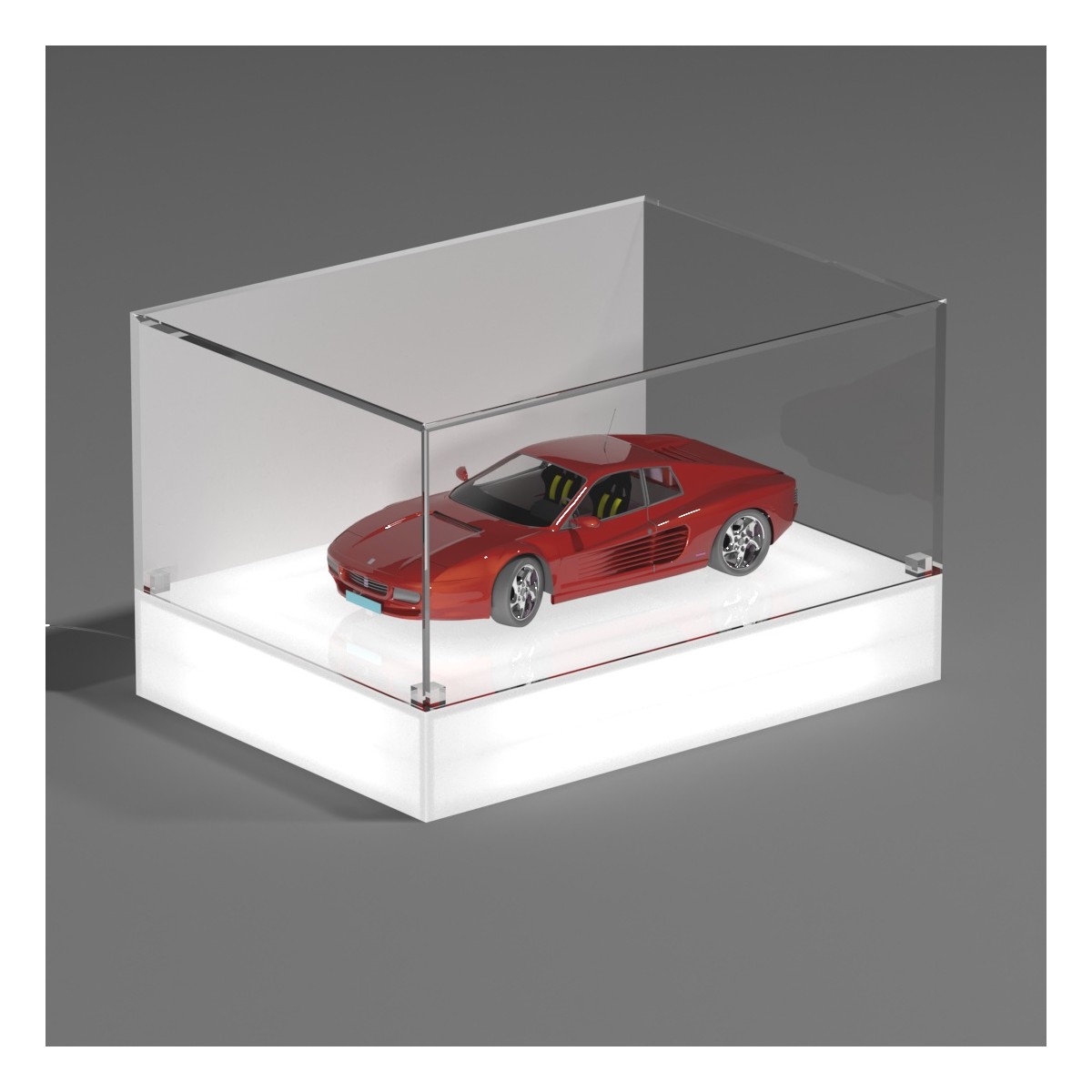 Customizable - Countertop display case with LED-lit opal base and 5 ...