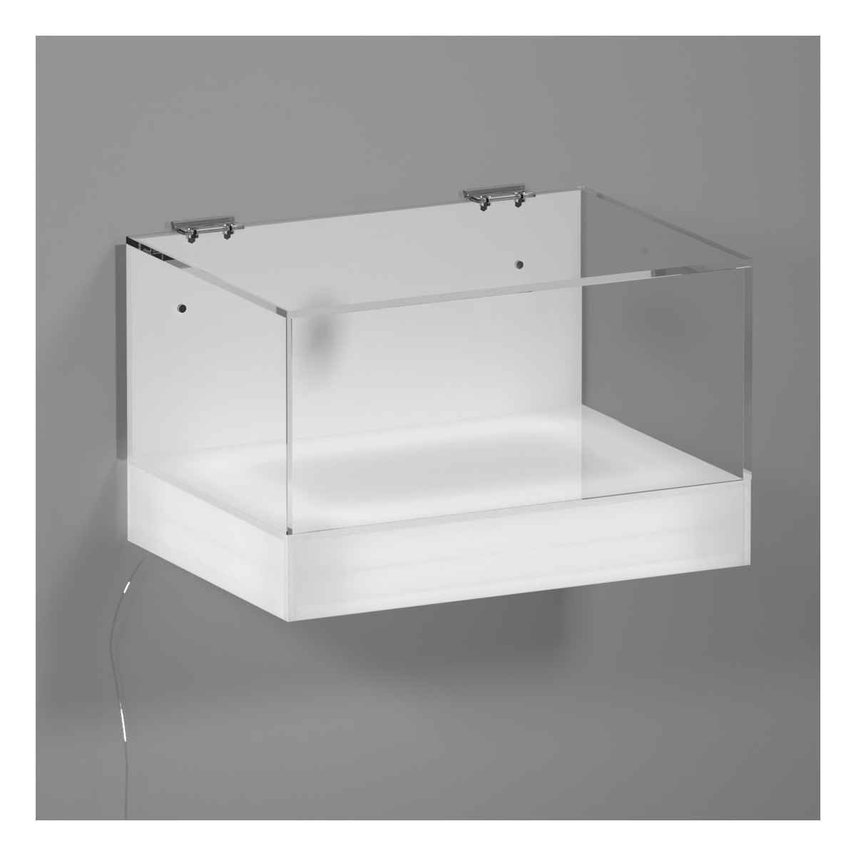 Personalizzabile - Teca espositiva da parete con base opal illuminata a ...