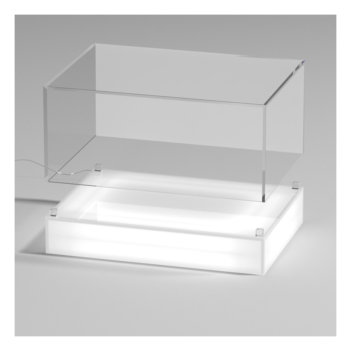 Customizable - Countertop display case with LED-lit opal base and 5 ...