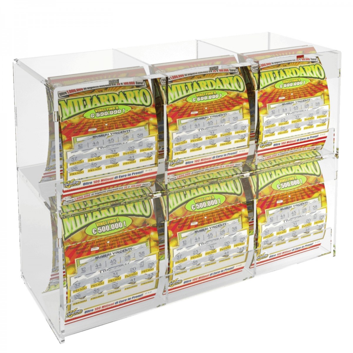 Countertop plexiglass scratch card display with 3 containers without ...