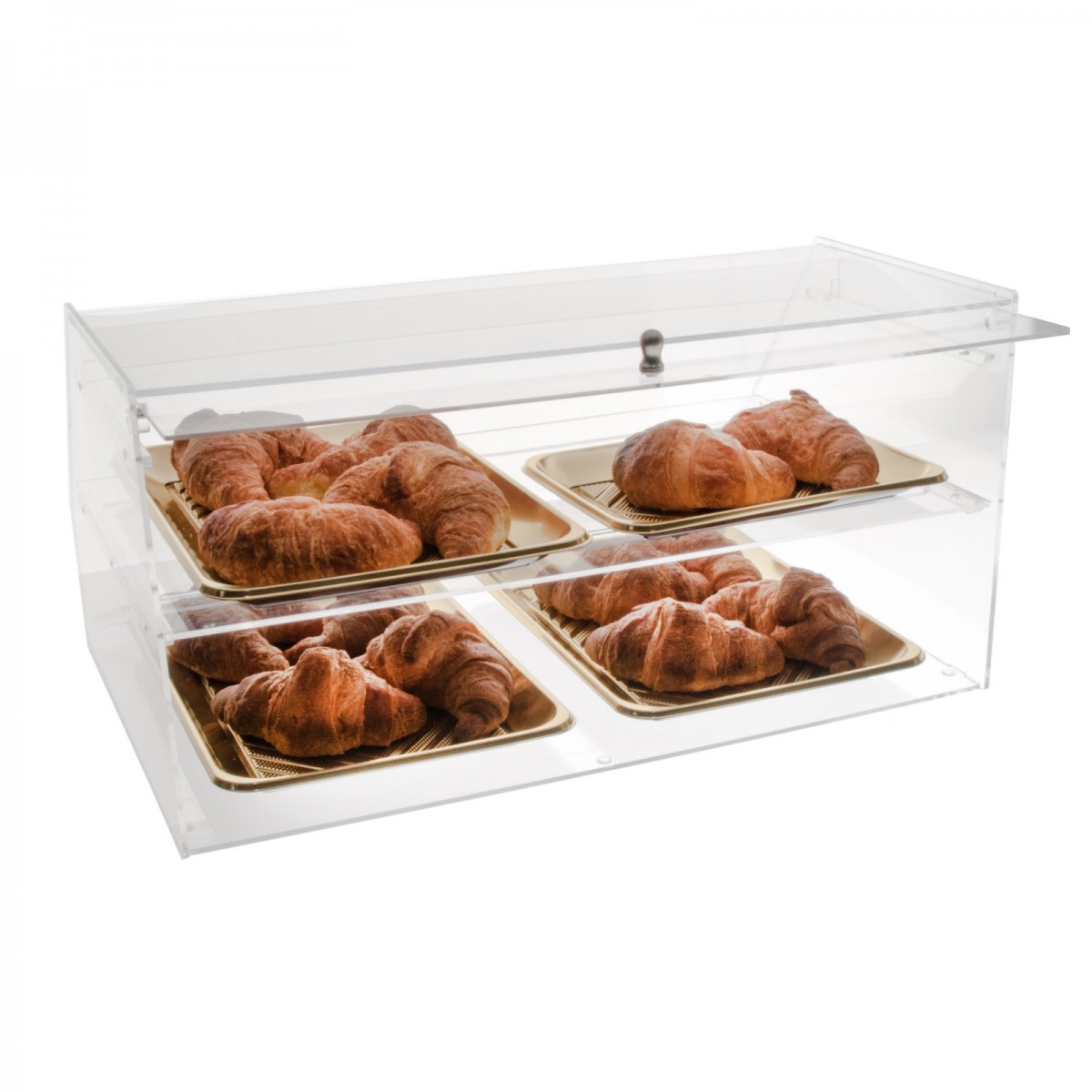 Transparent plexiglass counter display case with 2 shelves - Dimensions ...